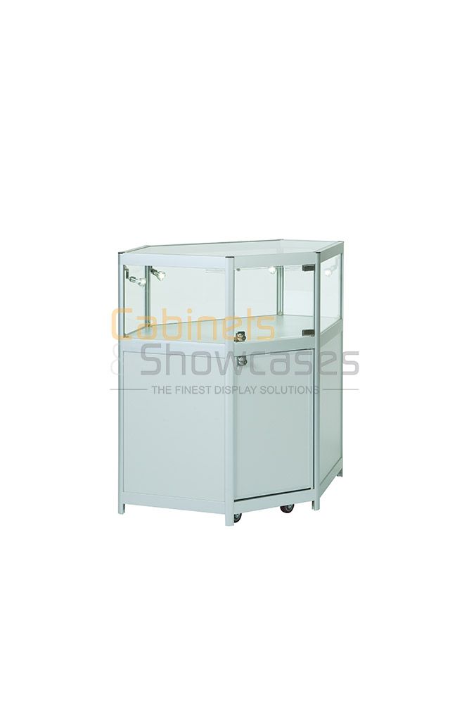 Aluminium Corner Display Counter Cabinet With Full Display Area